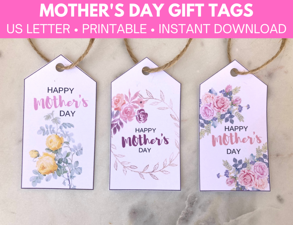 Mother's Day Floral Gift Tags, Printable Gift Tags - Inspired Fun