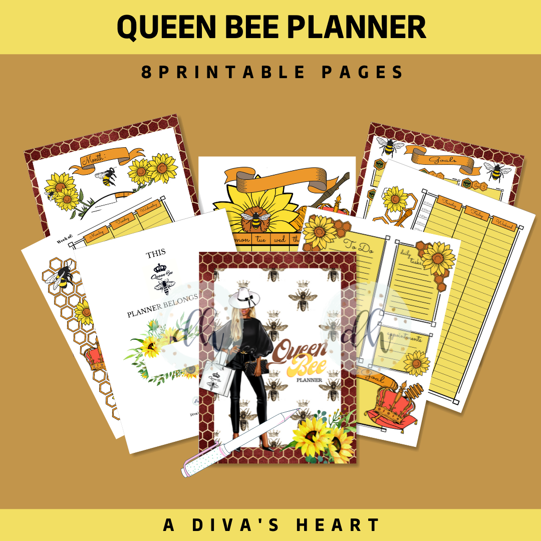 Queen Bee Printable Undated Planner - Inspired Fun