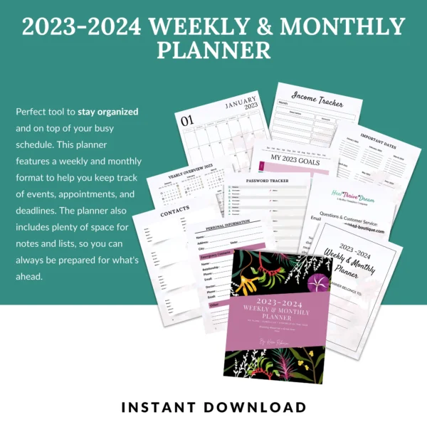 2023-2024 Weekly & Monthly Planner