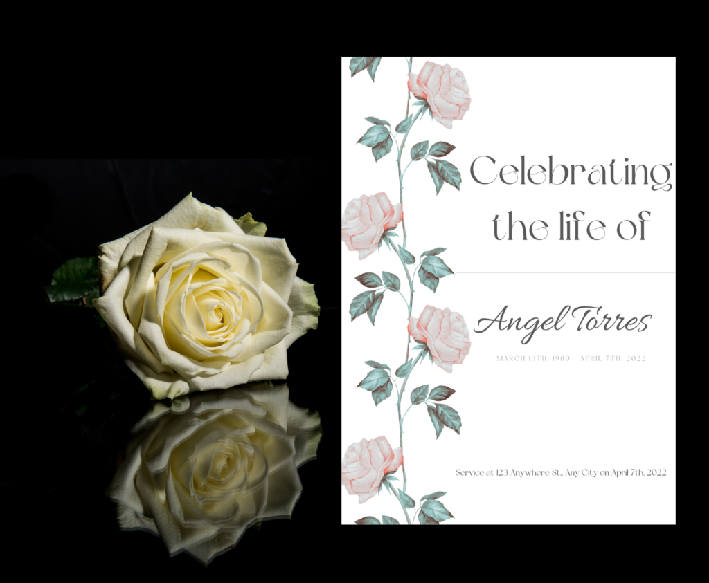 Rose Funeral Program Template - Inspired Fun