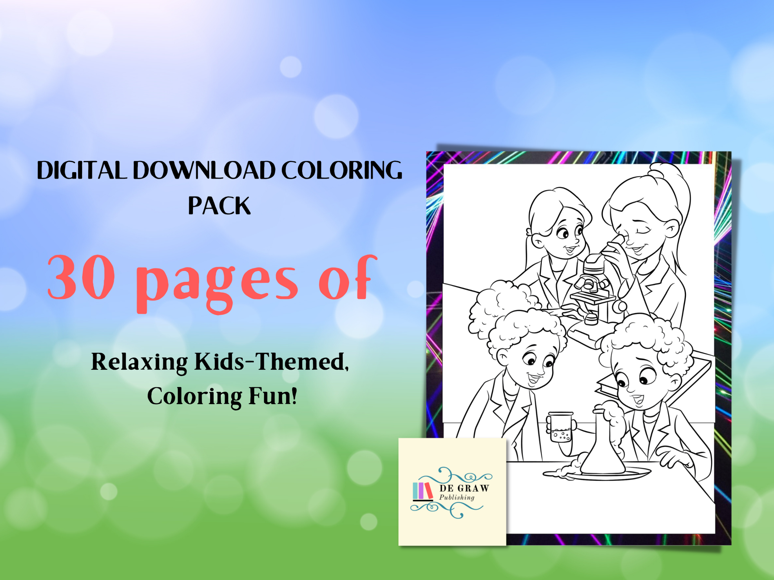 45 Fun and Relaxing Kids at Work and Play Digital Coloring Pack for ...