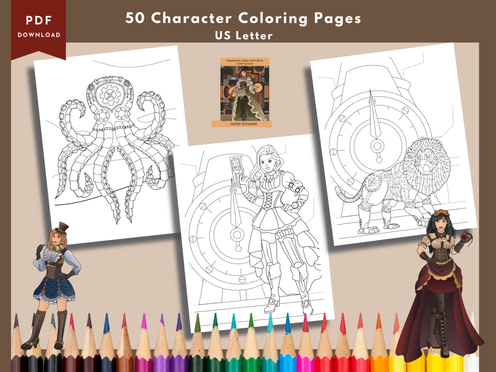PRINTABLE COLORING Pages | Steampunk Ladies and Friends Coloring Book ...