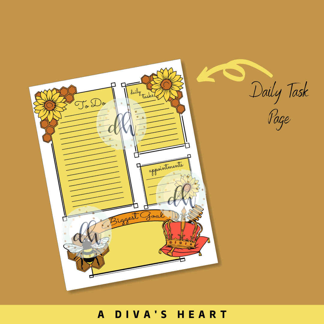 Queen Bee Printable Undated Planner - Inspired Fun