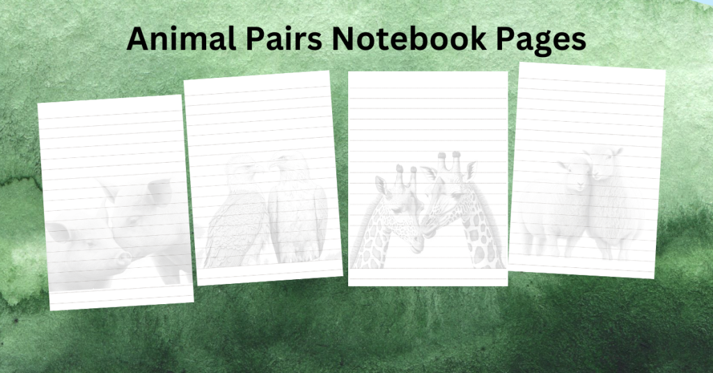 Animal Pairs Lined Notebook Paper - Inspired Fun