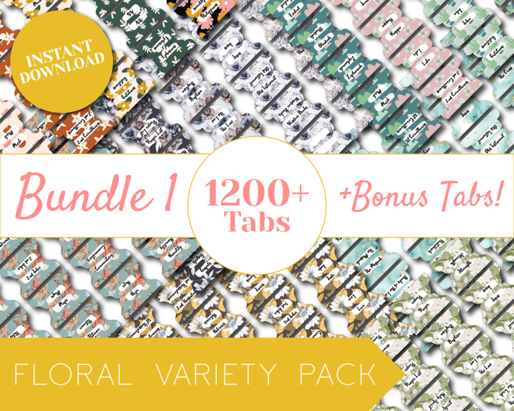 Double-sided Printable Bible Tabs Floral Bundle! - Inspired Fun