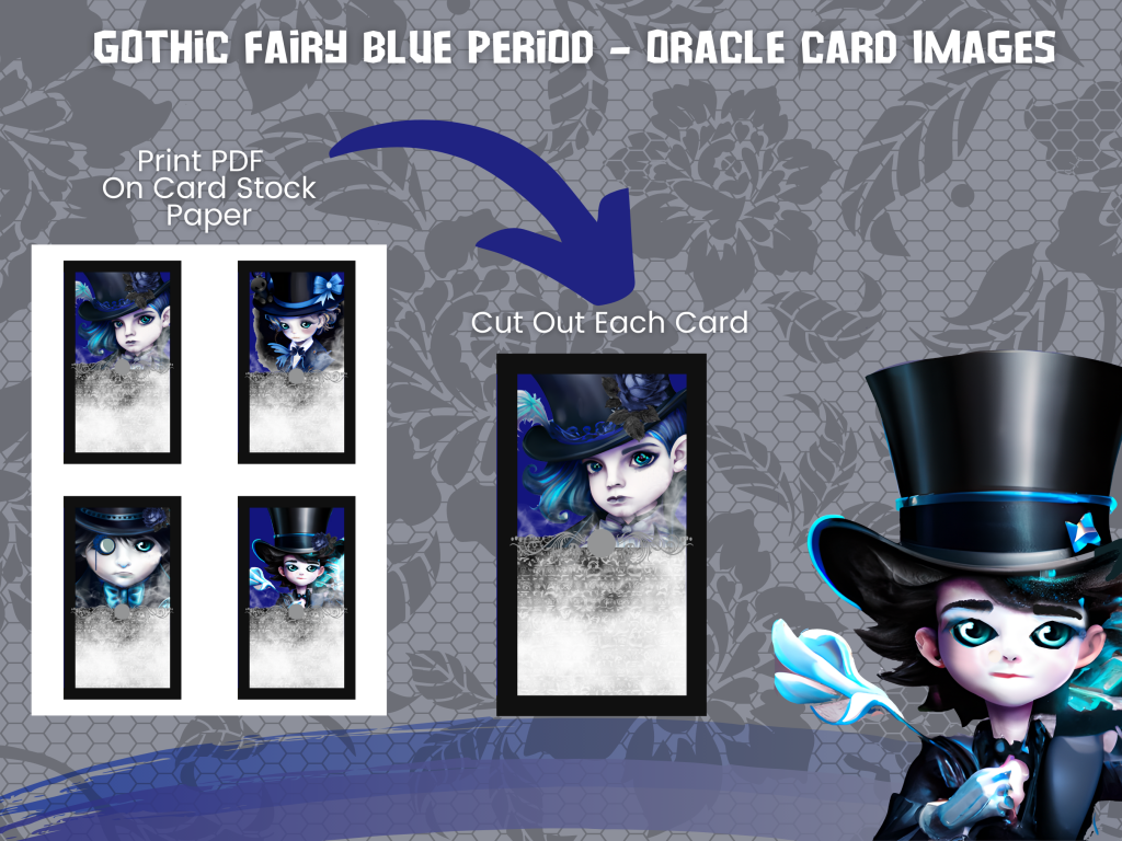 Gothic Fantasy Blue Oracle Card Template, Affirmations, Oracle ...