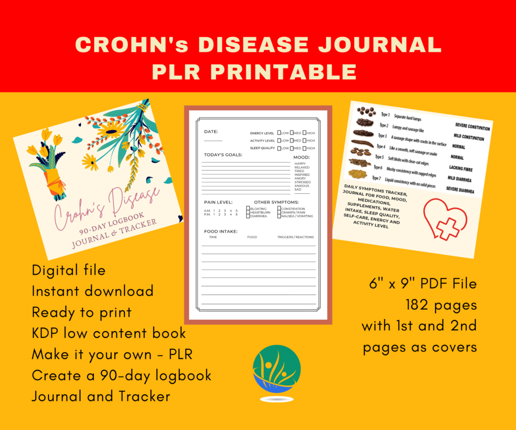 PLR Printable Crohn's Disease Journal and Tracker 180 Pages 6 x 9 ...