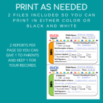 OUCH REPORT- Daycare Printable Child Incident Report, Preschool ...