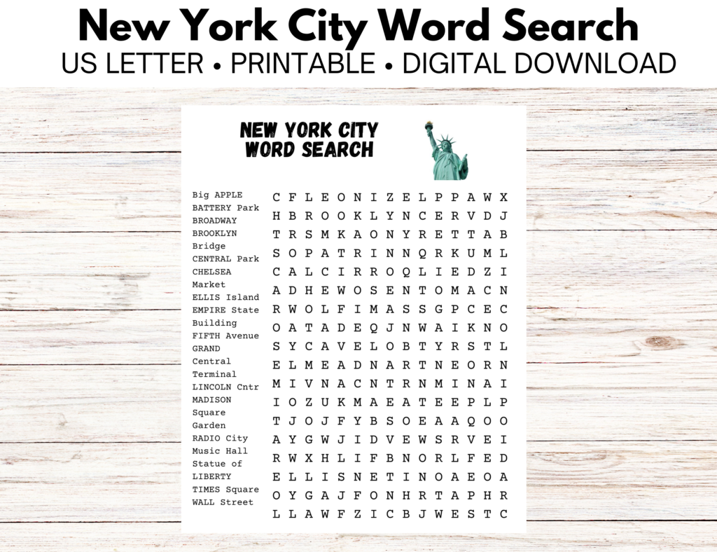 New York City Word Search - Inspired Fun