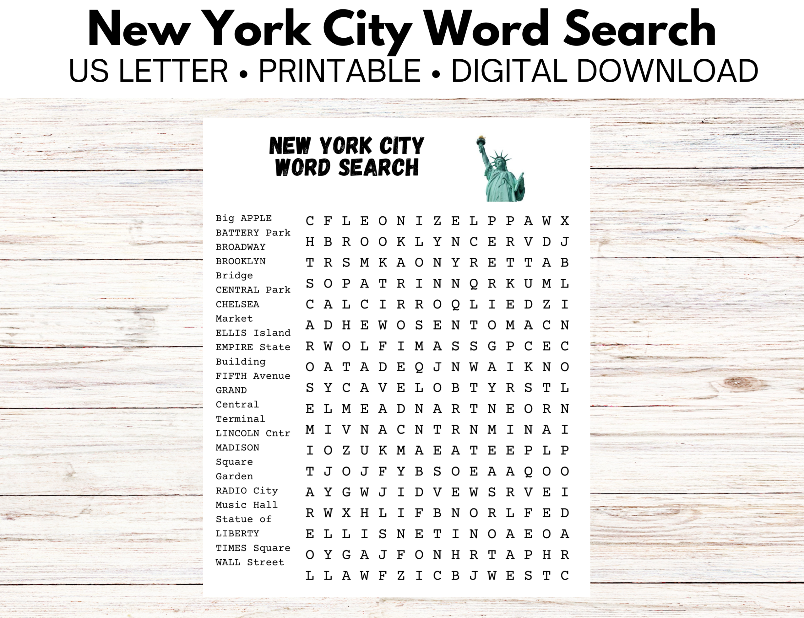 New York City Word Search - Inspired Fun