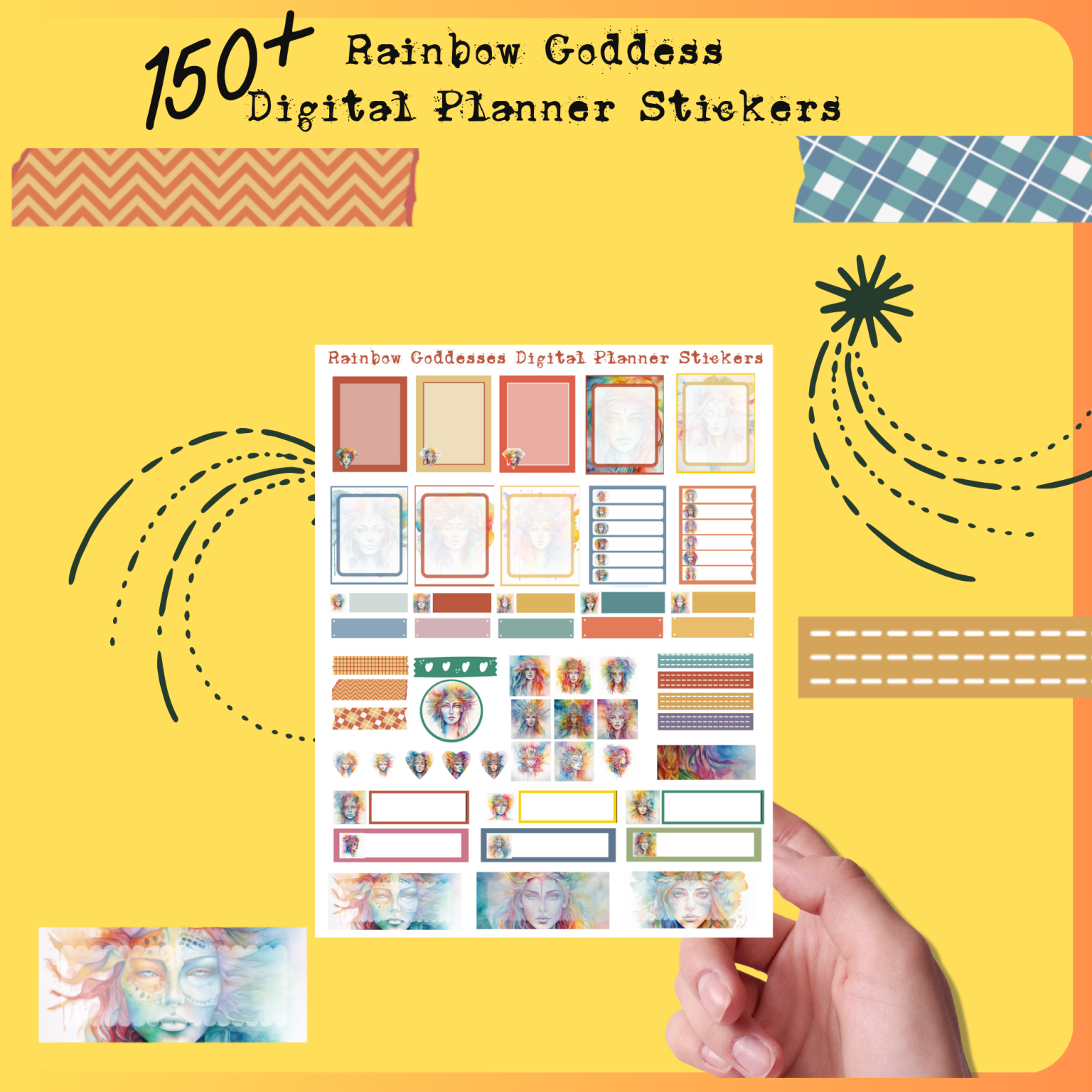Rainbow Goddess Digital Planner Stickers, Print, and Cut Stickers ...