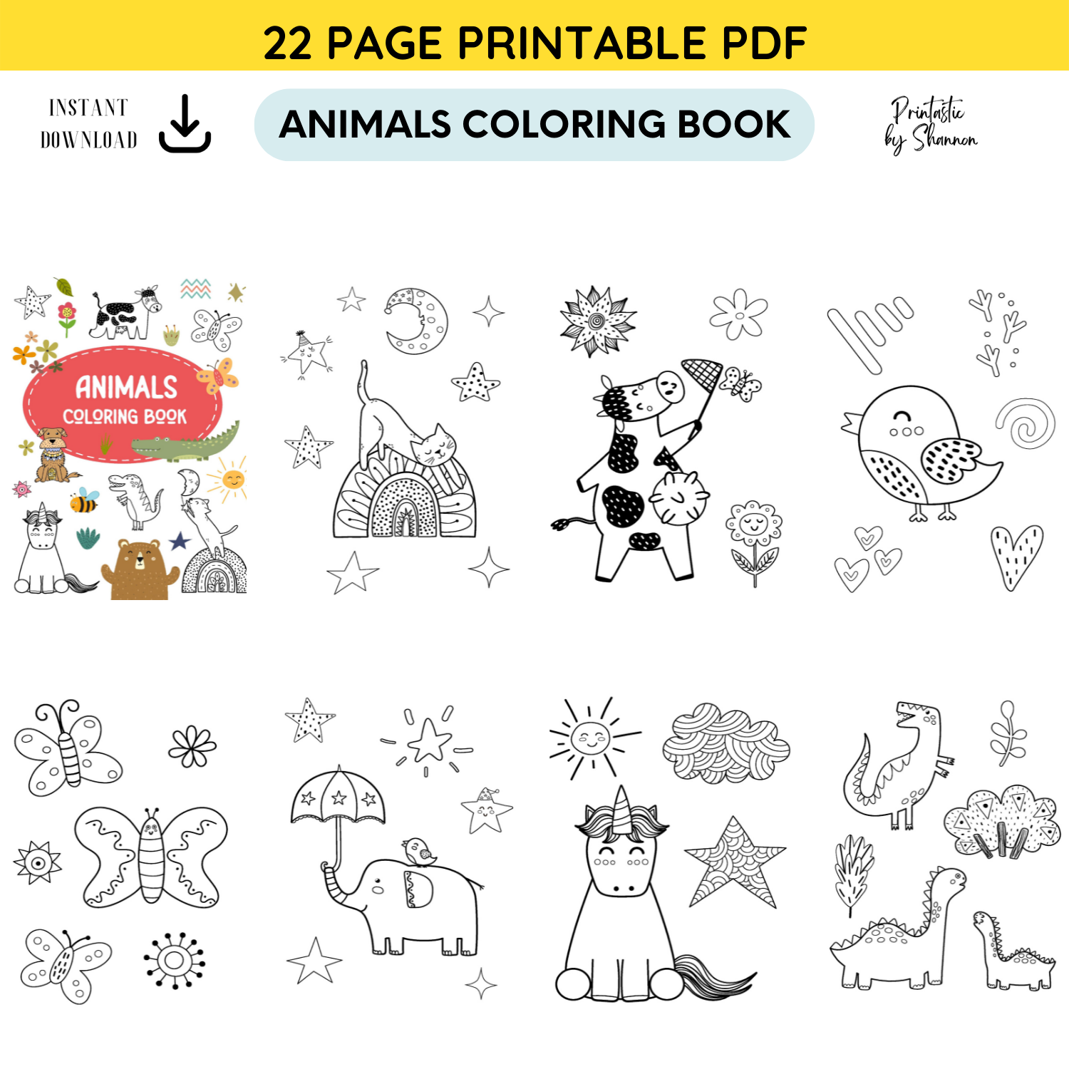 Cute Animals Coloring Book - Inspired Fun