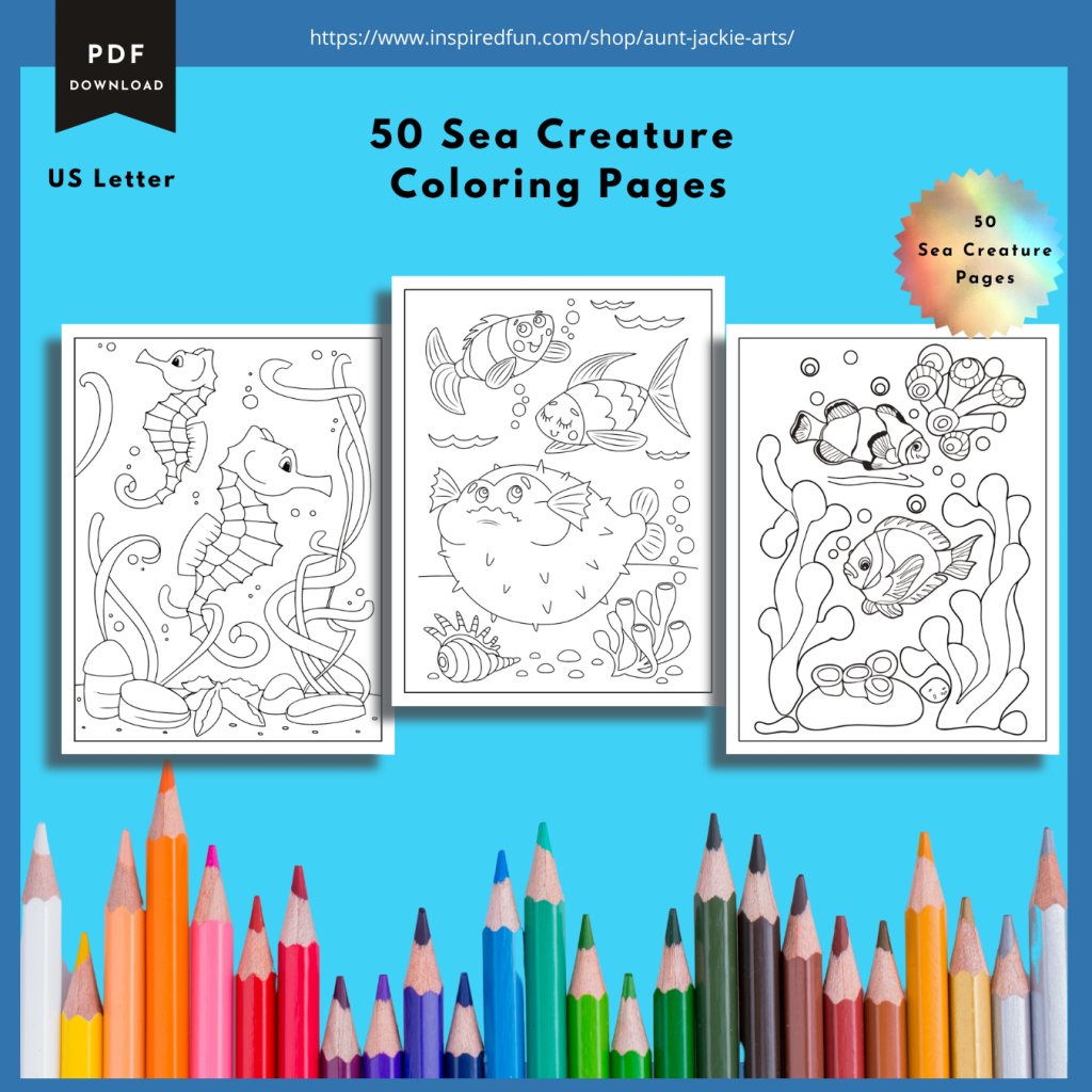 PRINTABLE COLORING Pages | Sea Creatures Coloring & Affirmation ...