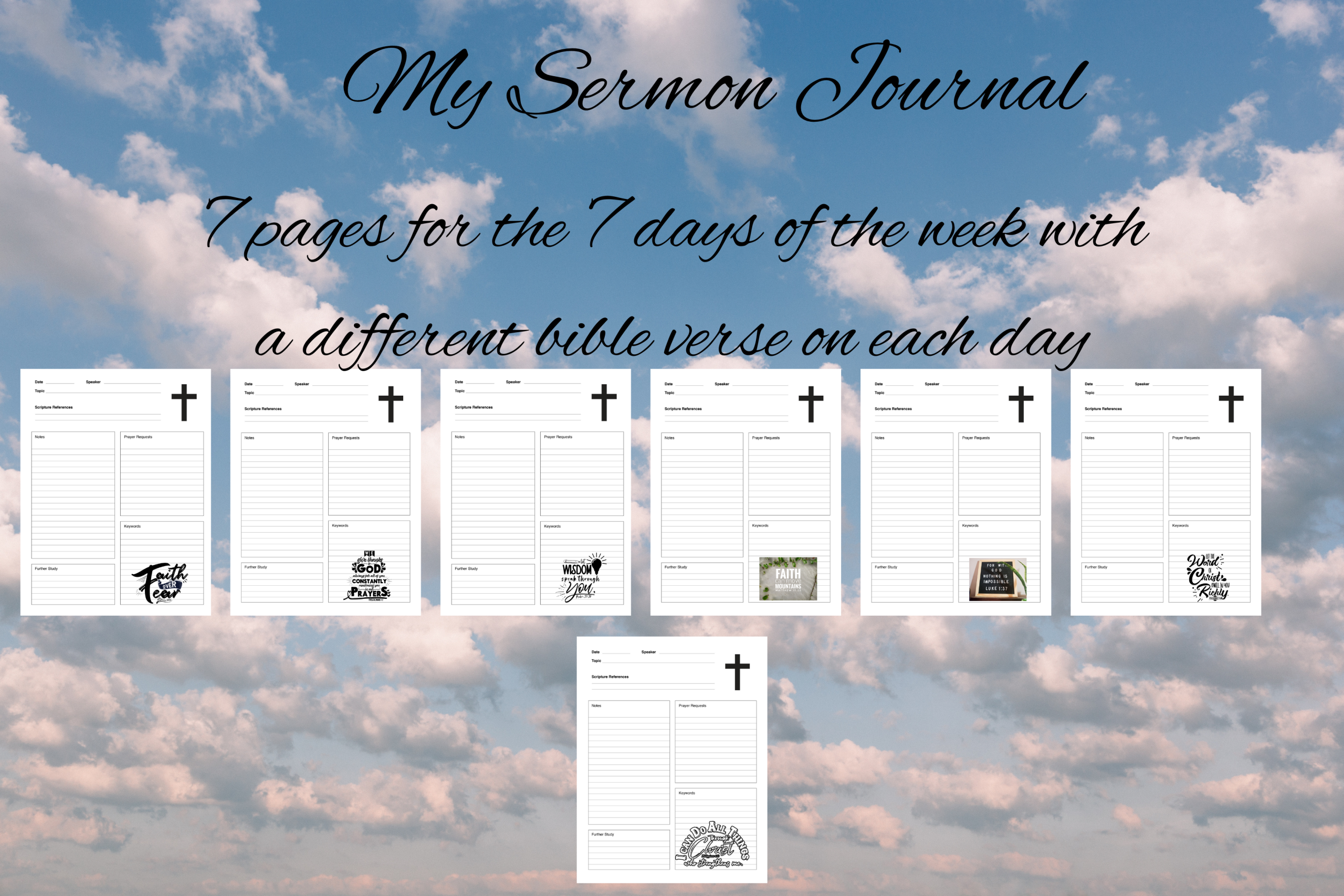 7 Sermon Journal Printable Pages. DIGITAL DOWNLOAD! - Inspired Fun