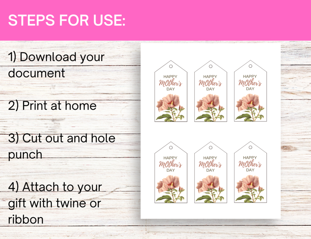 Mother's Day Vintage Floral Gift Tags, Printable Gift Tags - Inspired Fun