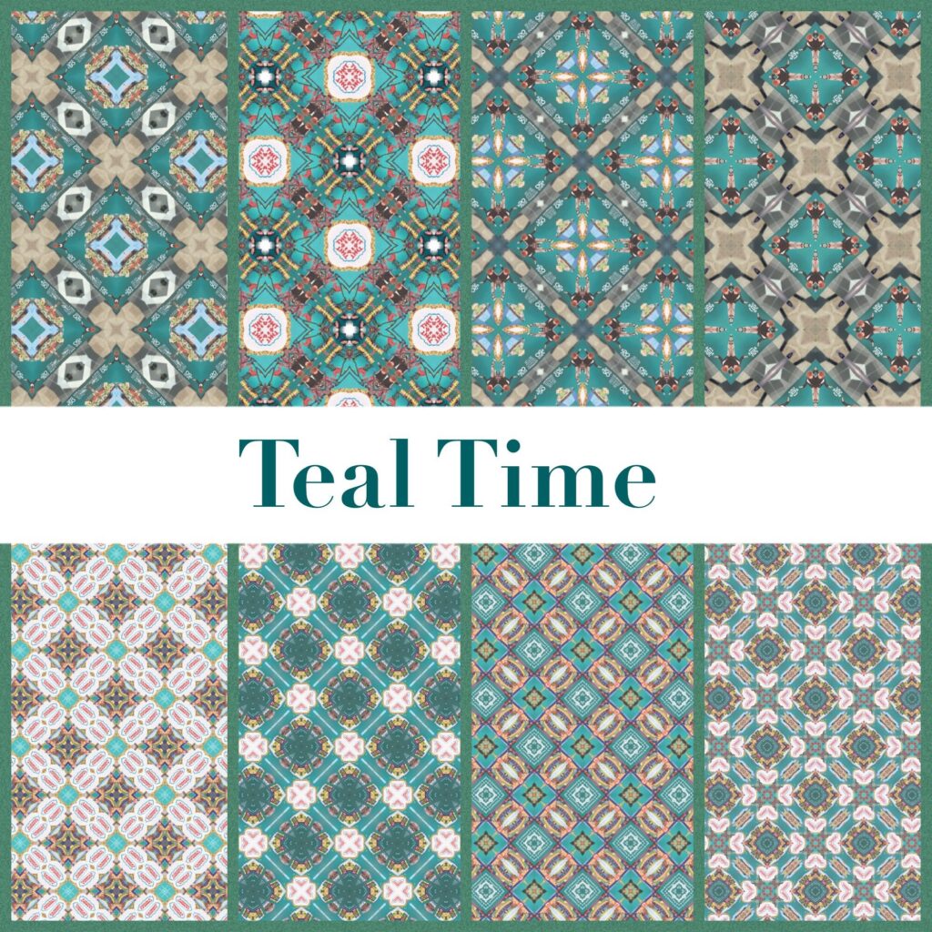 PRINTABLE Teal Time Digital Paper Pack Scrapbook Paper Set of 8 Sheets ...
